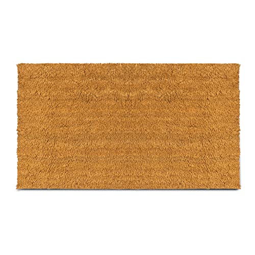 PLUS Haven Coco Coir Door Mat with Heavy Duty Backing, Natural Welcome Doormat, 17.5”x30”, Doormat Outdoor Entrance, Front Porch Door Mat, Easy to Clean Entry Mat, Outdoor and Indoor Uses, Home Decor