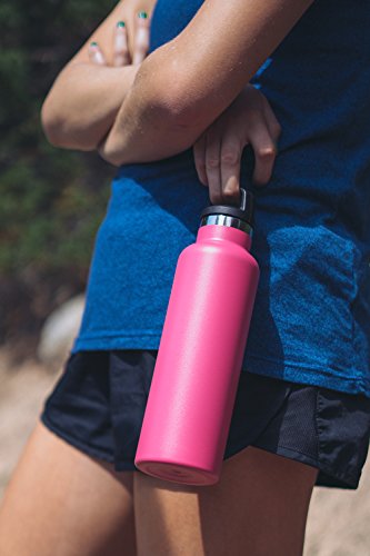 Simple Modern Insulated Water Bottle with Handle Lid 1 Liter Reusable Ascent Narrow Mouth Stainless Steel Thermos Flask, 32oz Handle Lid, Midnight Black