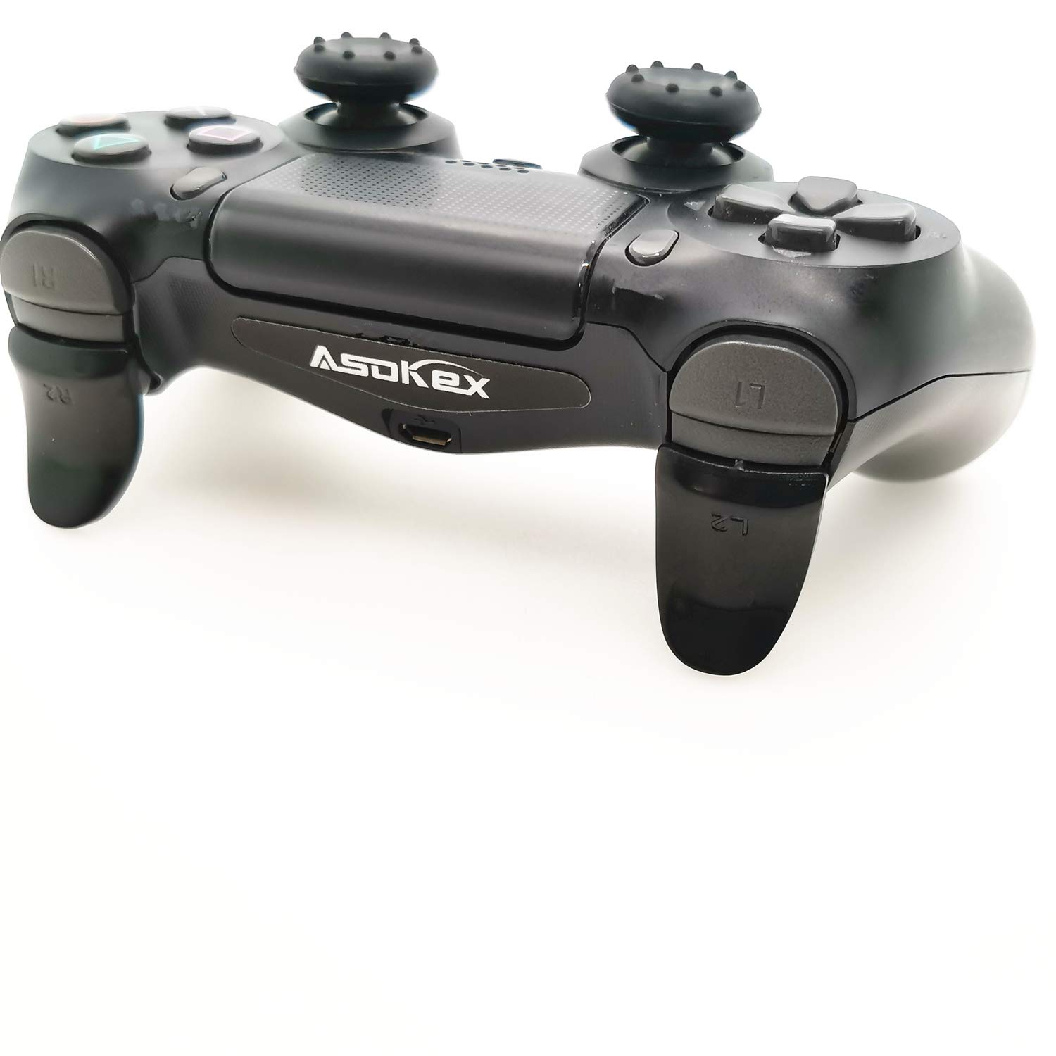 L2 R2 Ps4 Trigger Extenders (2 Pairs L2 R2 Triggers, 4pcs Joystick Cap, 2 Pairs LED Light Bar Decal) for Ps4 Controller(Black)