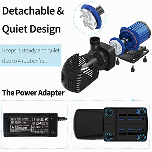 Uniclife Aquarium 24 V DC Quiet Return Pump with Controller 1052 GPH Submersible and Inline Water Pump with Feeding Mode and Memory Function for Fish Tank Pond Fountain and Sump Circulation