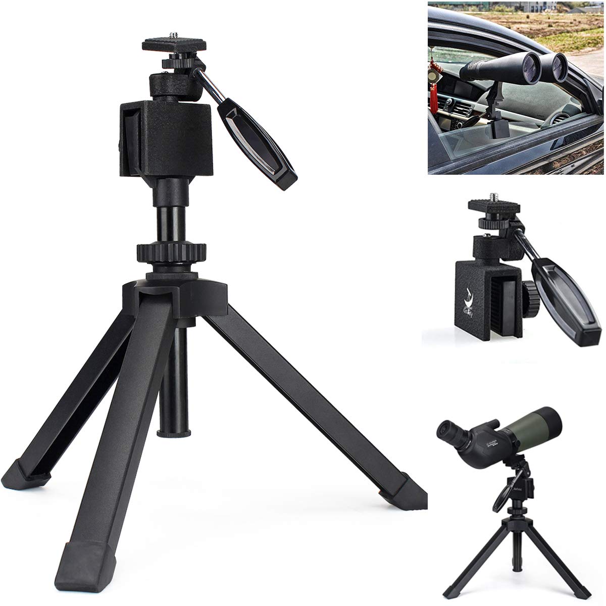 Gosky Heavy Duty Adjustable Table Top Tripod with Car Window Mount for Scope Scope Binocular Telescope DSLR Cameras and Other Device