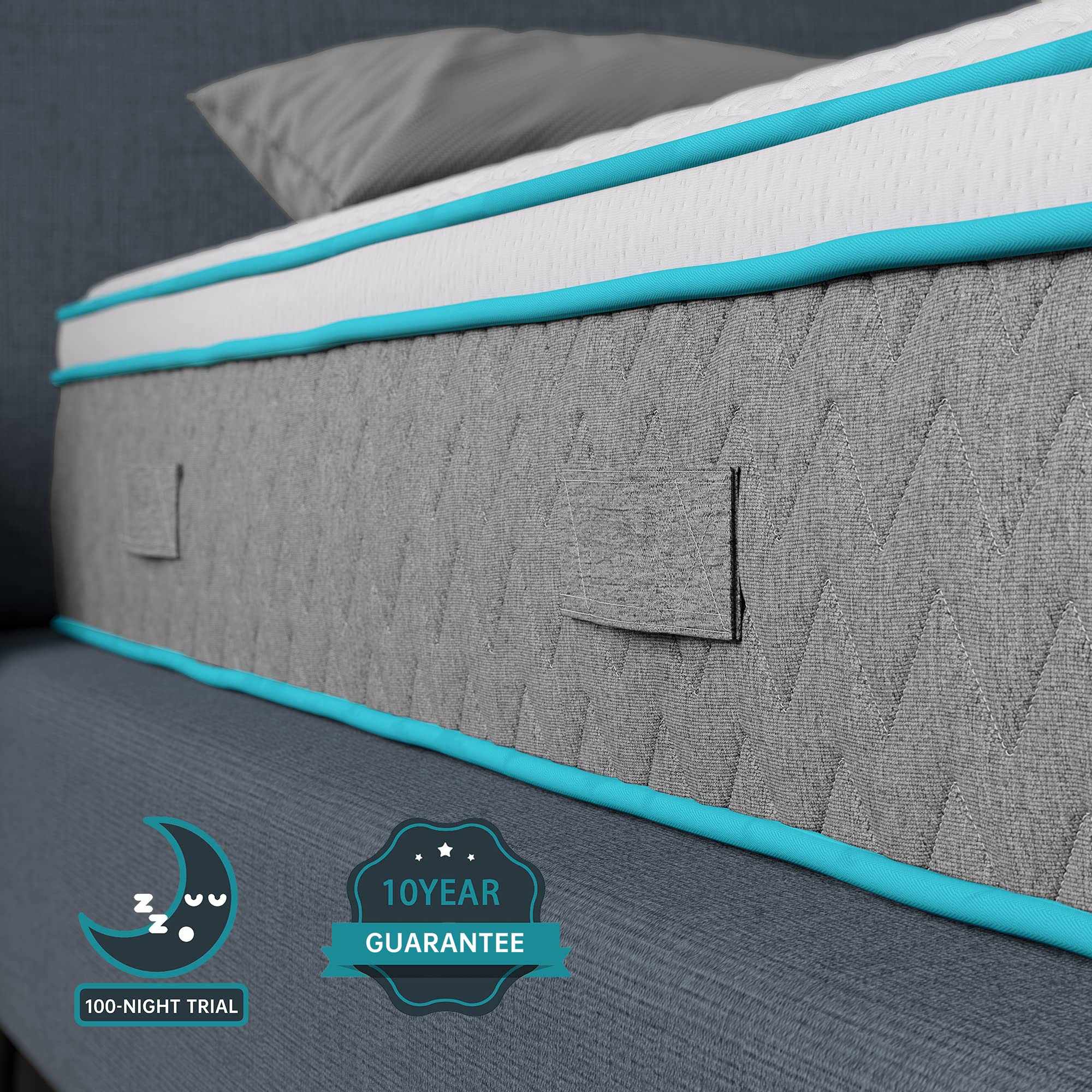 Serweet 10 Inch Bamboo Charcoal Memory Foam Hybrid Queen Mattress - 7-Zone Pocket Innersprings for Motion Isolation -Heavier Coils for Durable Support -Medium Firm -Made in Century-Old Factory