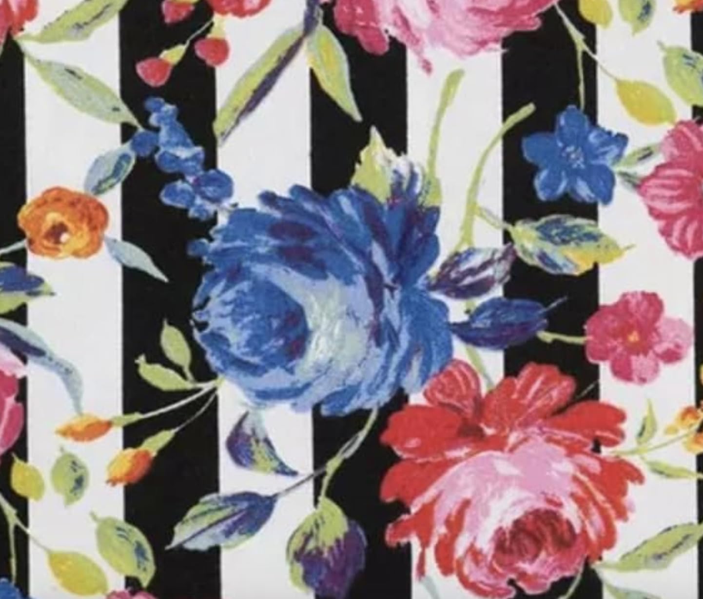 Generic Bold Striped Flower Duck Cloth Fabric by The Yard - Precut Cotton Fabric - One Yard
