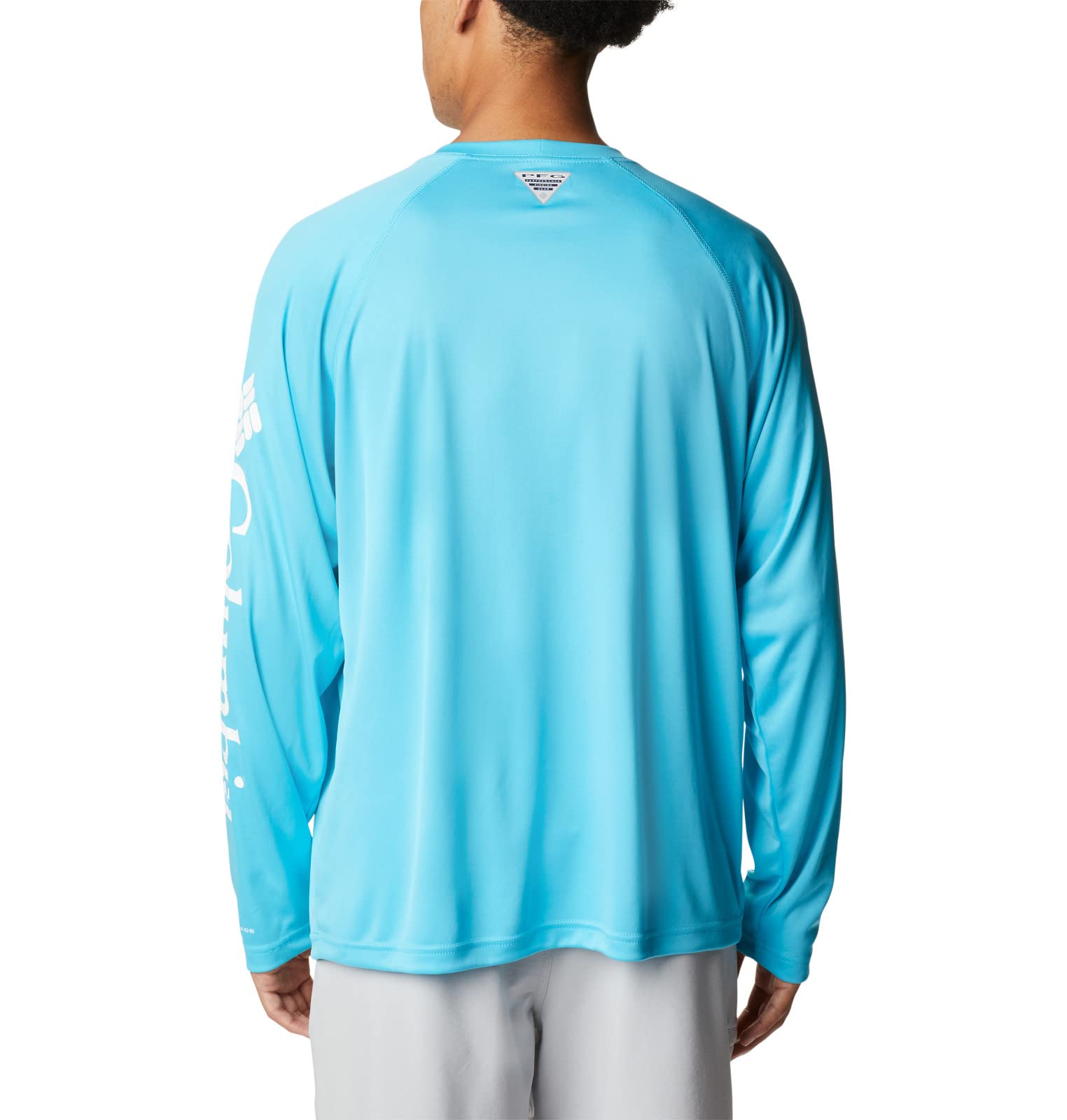 Columbia Men's Terminal Tackle Long Sleeve Fishing Shirt, Compass Blue/Carbon Logo, Small