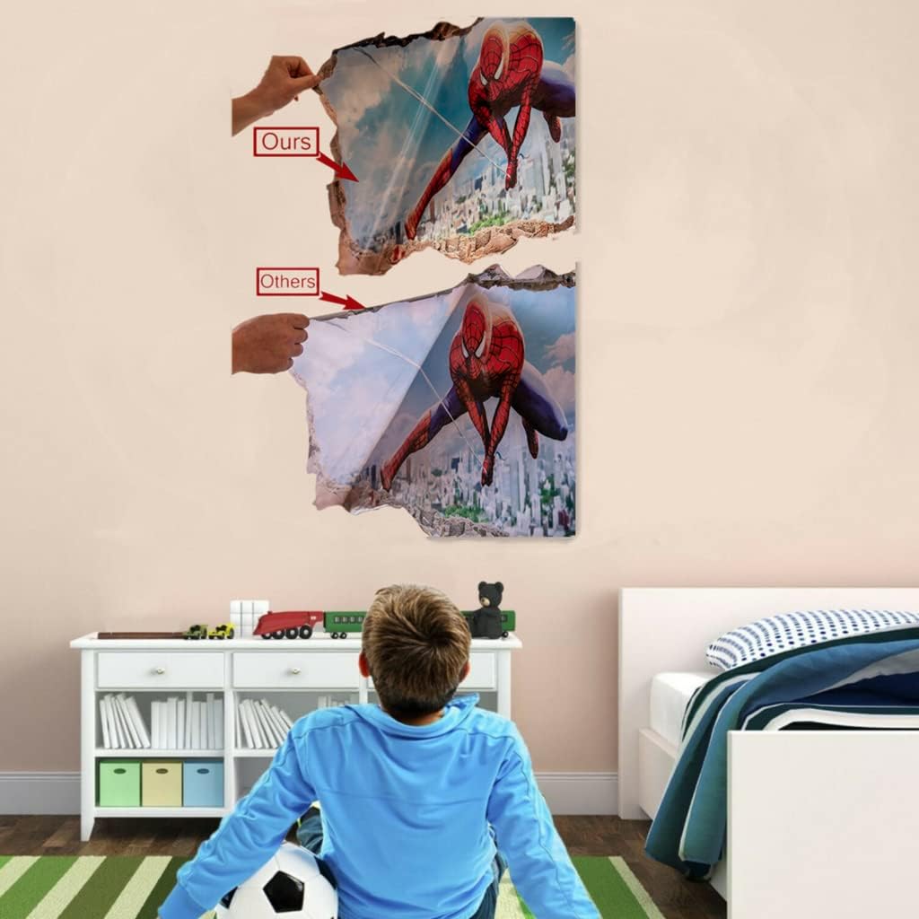 LSXYJ Spiderman Wall Stickers for Bedroom, Spiderman Poster Boys Kids Room Decor, Decorations for Bedroom Wall Decor, Spiderman Stickers Playroom Wall Decor