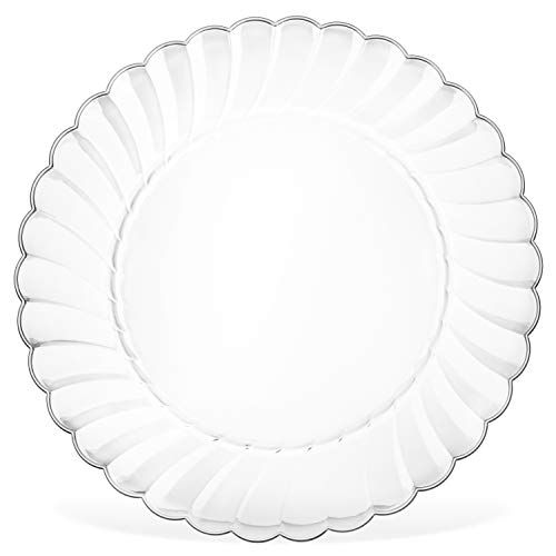 Oasis Creations Premium Hard Plastic Plate Set 100 x 6β Clear Round Plates - Washable & Reusable - Party Supplies For Birthdays, Celebrations, Buffets, Fiestas, Catering & More