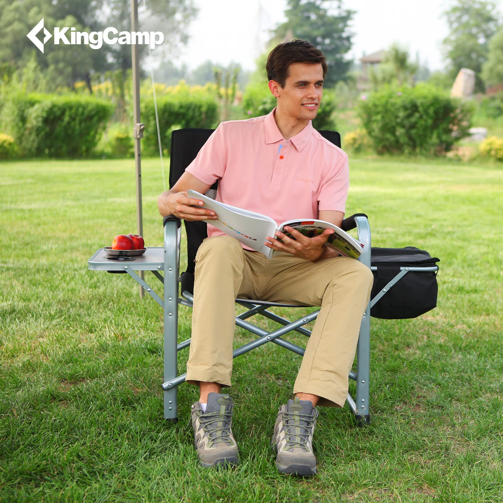 KingCamp Camping Director Chair Lightweight Outdoor Folding Chairs for Adults Heavy Duty Chair with Side Table Cooler Bag Oversized Padded Camp Chair Support 330 lbs