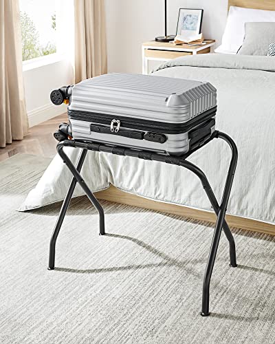 SONGMICS Luggage Rack, Pack of 2, Luggage Racks for Guest Room, Suitcase Stand, Steel Frame, Foldable, for Bedroom, Black URLR64B-2