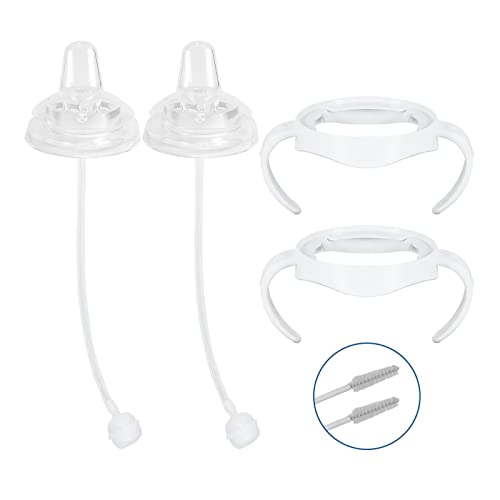 Sippy Cup Soft Spout Conversion Kit for Philips Avent Natural Baby Bottle, Bottle Handles and Weighted Straw (2 Pack)