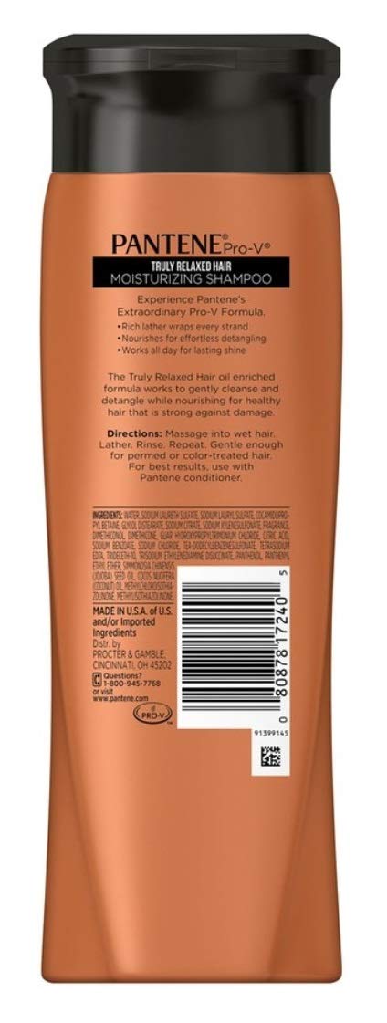 Pantene Pro-V Truly Relaxed Hair Moisturizing Shampoo with Coconut & Jooba Oil 12.6 Ounce (372ml) (Pack of 3)