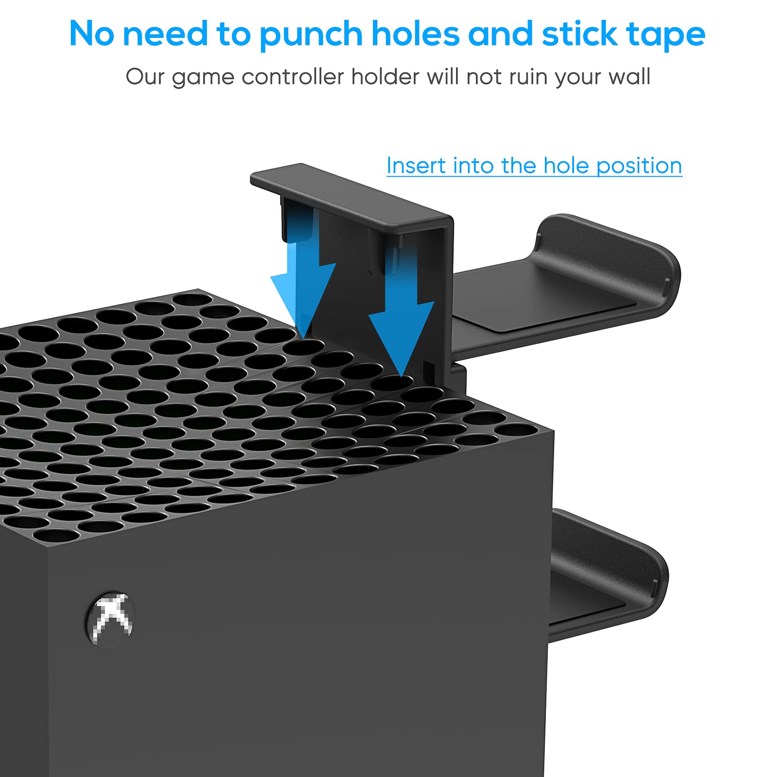 Dust Filter for Xbox Series X with Controller & Headphone Holder Stand, Top Case Dust Proof Cover Set with 2 Headset Mount Stand Holder for Xbox Series X Console