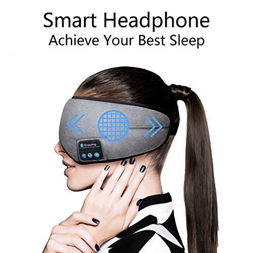 Wireless Sleep Mask,SKEYEOL Sleep Headphones,Adjustable&Washable Music Travel Sleeping Headset with Built-in Speakers Microphone Hands-Free for Air Travel,Siesta and Sleeping