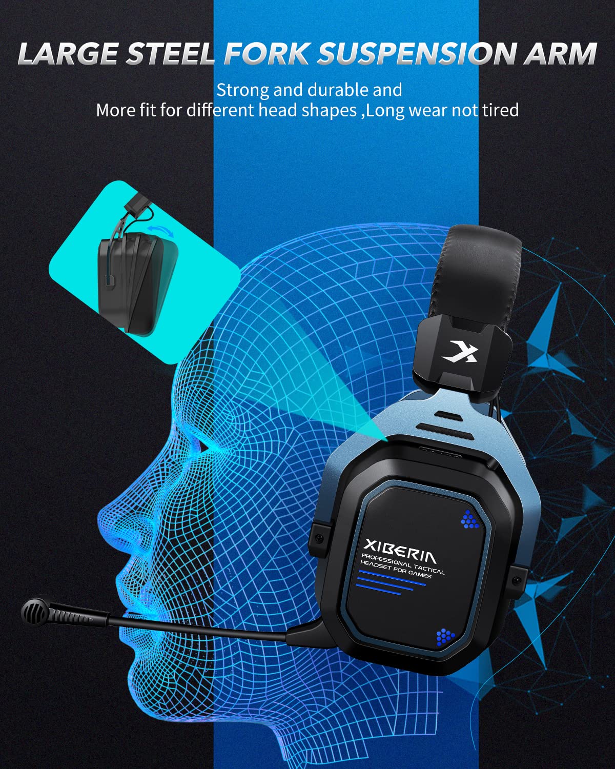 XIBERIA S11 Wireless Gaming Headset for PC,PS5,PS4 with Noise Cancelling Microphone,5.8GHz Anti-Interference Surround Sound,Ultra-Low Latency,Lightweight