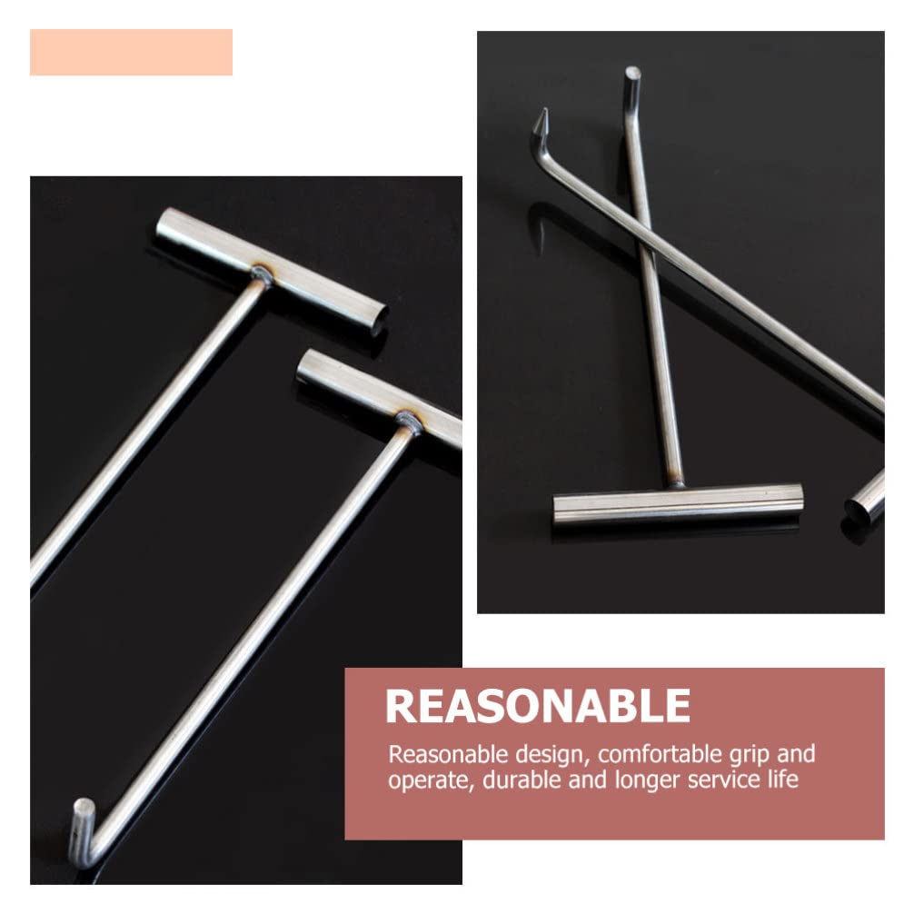 GANAZONO T Post Driver Manhole Cover Hook Stainless Steel T Style Handle Hook Hooks Drain Grate Lifter Storm Drain Cover Hook for Garden Street Home Shutter Doors Water Meter Key