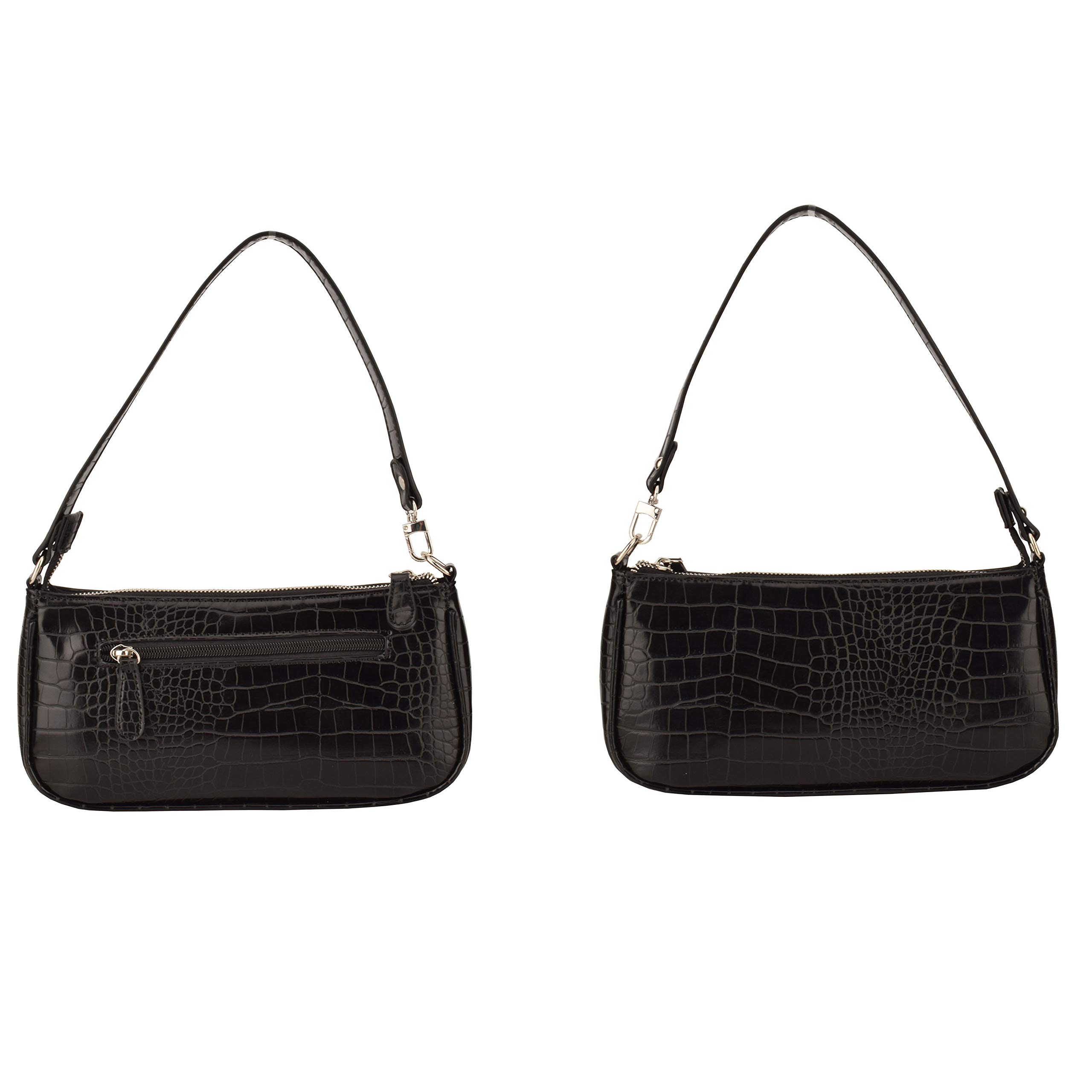 Jiaruo Retro Classic Clutch Small Women PU Leather Shoulder Bag Tote Handbag (Black)