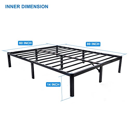 V&LX 14 inch Tall (Queen) Heavy-Duty Steel Slats/1.0T Steel Frame/V1401/Bed Frame (Queen)