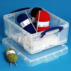 Really Useful Box 18 Liter Plastic Stackable Storage Container w/Snap Lid & Built-In Clip Lock Handles for Home or Office Organization, 2 Pack, Clear