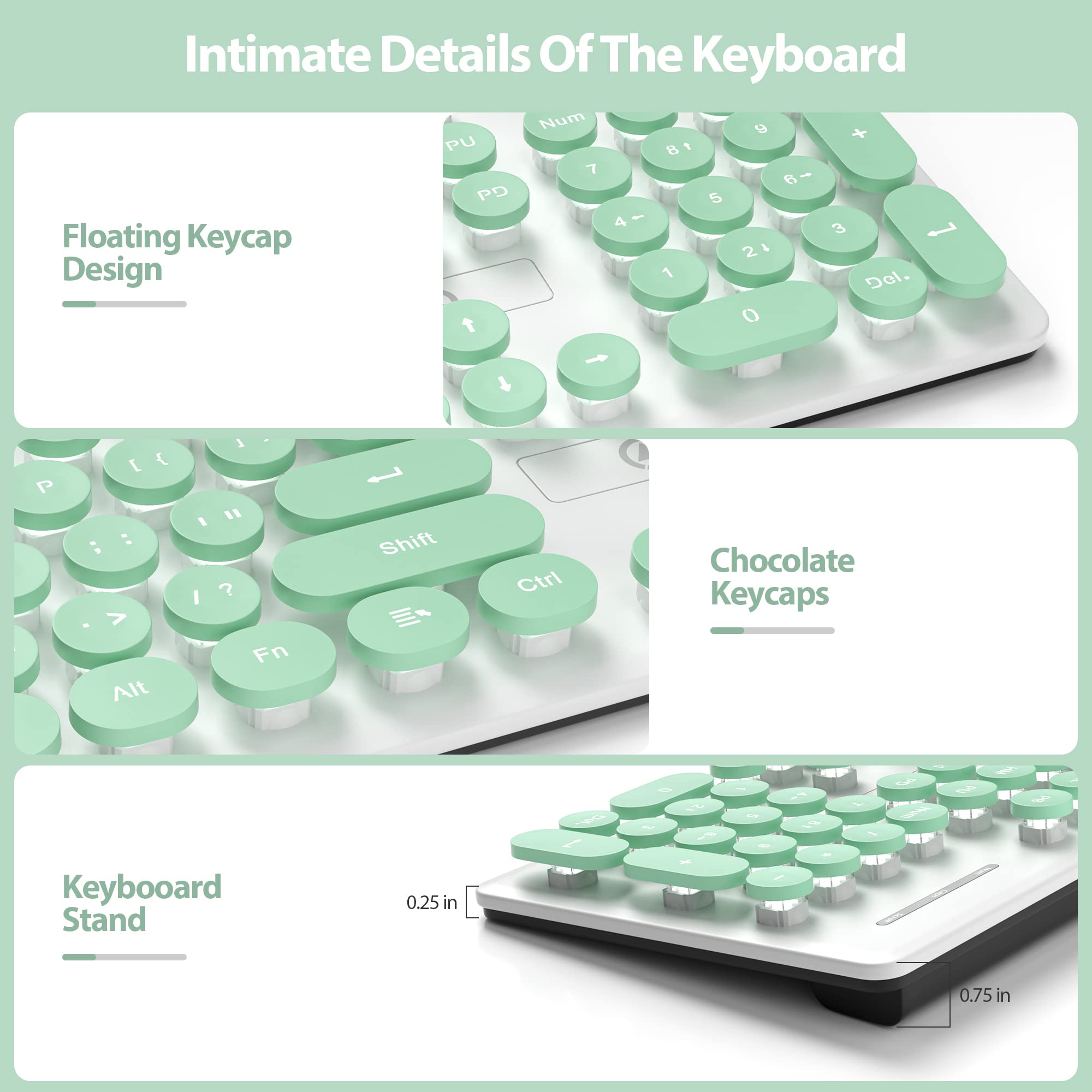 Taeeiancd Typewriter Keyboard 104-key Retro Punk Gaming Keyboard LED White Backlit Cute Keyboard with Wired USB Suitable for PC/Win/Mac/Laptop (Green A)