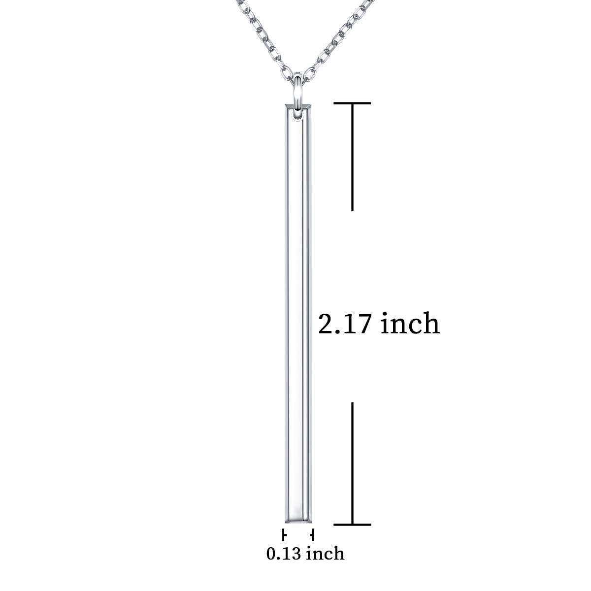 Alphm Long Chain Vertical Bar Y Necklace S925 Sterling Silver Pendant for Women Statement Jewelry