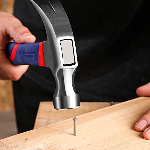 WORKPRO 2 Piece Claw Hammer Set, 8 oz Mini Stubby Claw Hammer&16 oz Fiberglass General Purpose Claw Hammer, Soft Nonslip Handle & Heat Treated Head