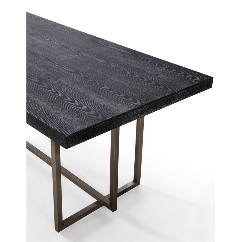 TOV Furniture Mason Modern Handmade Veneer Dining Table, Black