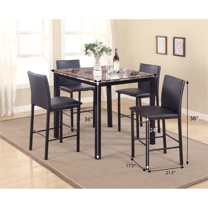 Roundhill Furniture Citico Metal Counter Height Dining Table with Laminated Faux Marble Top