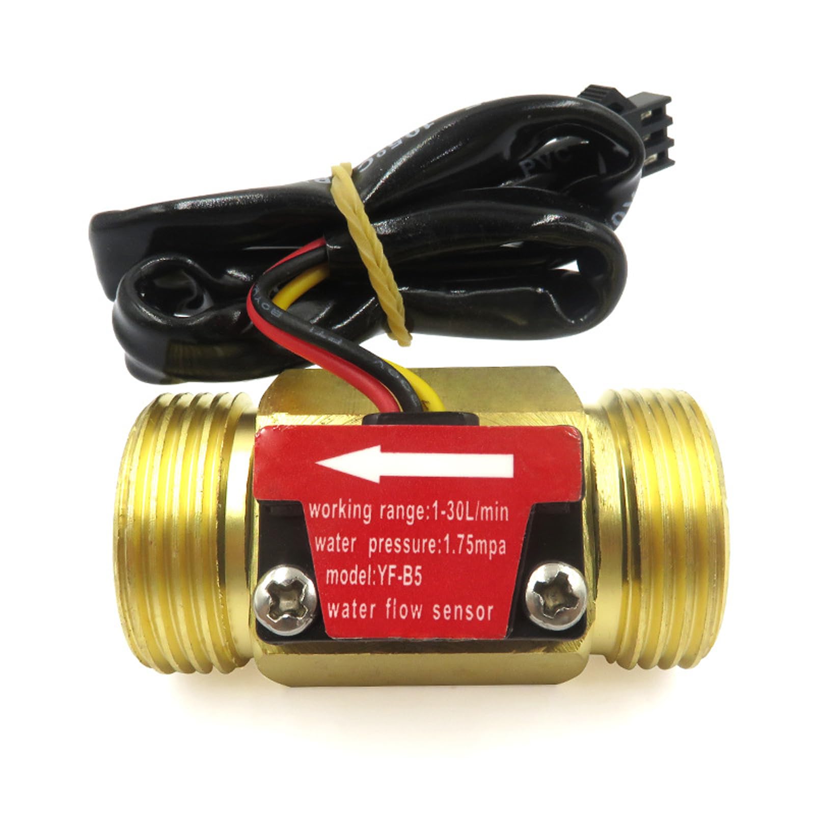 GREDIA G3/4" Male Thread Brass Water Flow Sensor Switch Hall Effect Liquid Flowmeter Fluidmeter Counter BSP 1-30L/Min(50mm in Total Length)