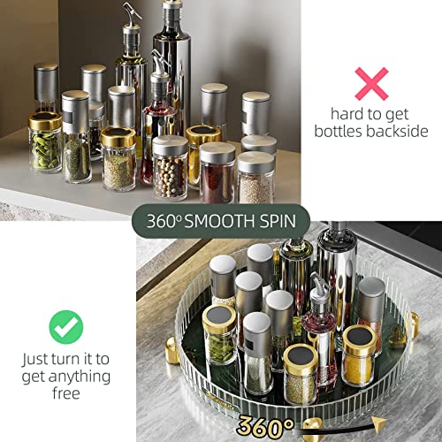 Amoilly 11" Lazy Susan Organizer, Turntable Lazy Susan for Cabinet, Makeup Perfume Organizer, Bathroom Vanity Tray, Spice Bottle Organizer, Counter Organizer (White)