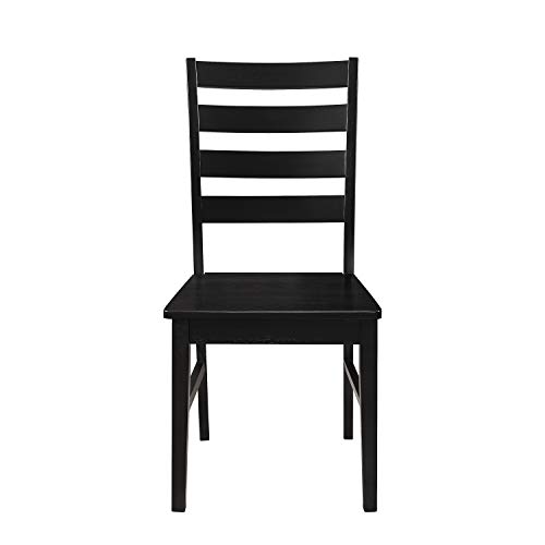 Walker Edison Modern Farmhouse Wood Armless Dining Room Chairs Kitchen, Set Of 2, Black