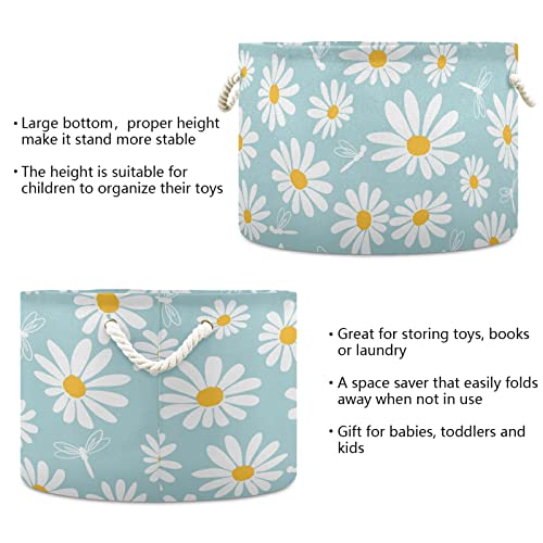 xigua Cotton Rope Basket Small White Daisies Baby Laundry Basket Blanket Kids Toy Storage Basket Glove Box