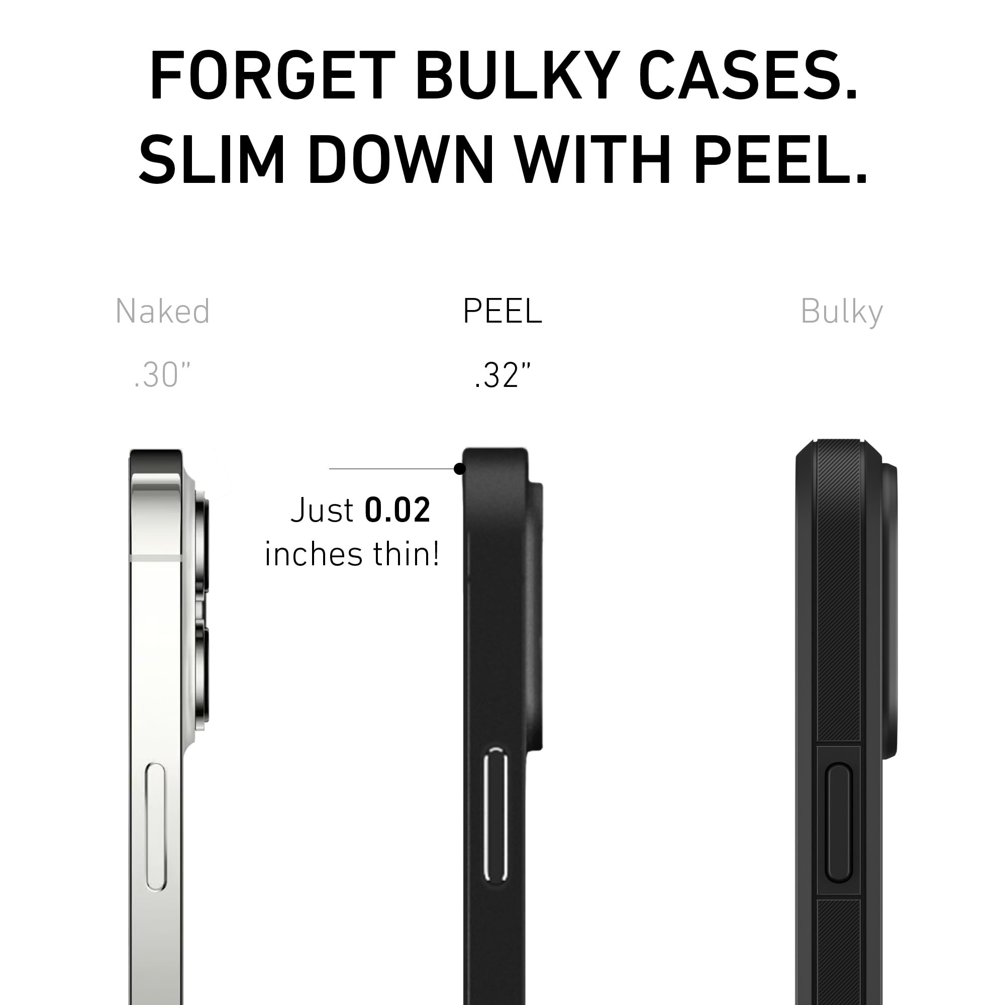 PEEL Original Super Thin Case Compatible with iPhone 13 Pro (Black) - Sleek Minimalist Design, Branding Free, Ultra Slim - Protects & Showcases Your Device