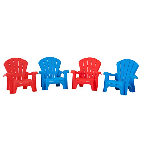 Amazon Basics Indoor/Outdoor Plastic Chair Set for Toddlers and Kids - 4-Pack, Red and Blue
