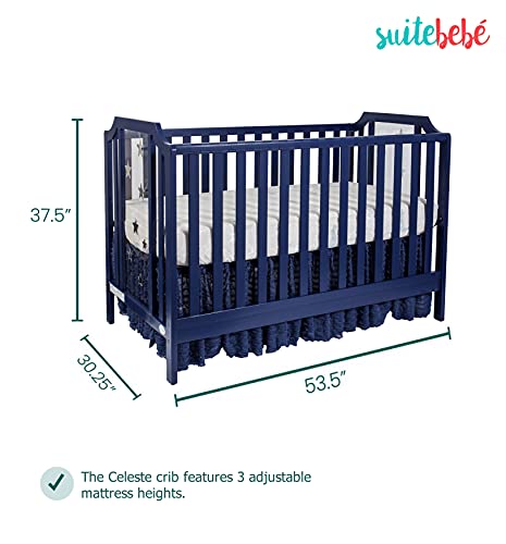 Suite Bebe Celeste 3 in 1 Convertible Island Crib Wood and Acrylic, Navy Blue