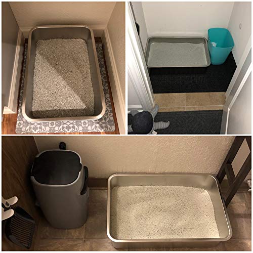VehiGo Extra Large Metal Cat Litter Box, Stainless Steel Durable Litter Pan for Large or Multiple Cats, Kitty Litter Box with Smooth Surface and Easy to Clean