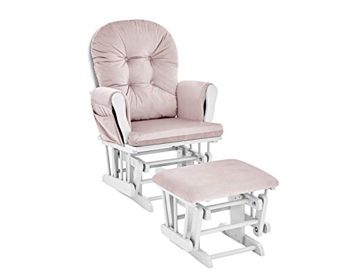 Suite Bebe Glider with Ottoman, Mason, Pink and White - Quick Ship