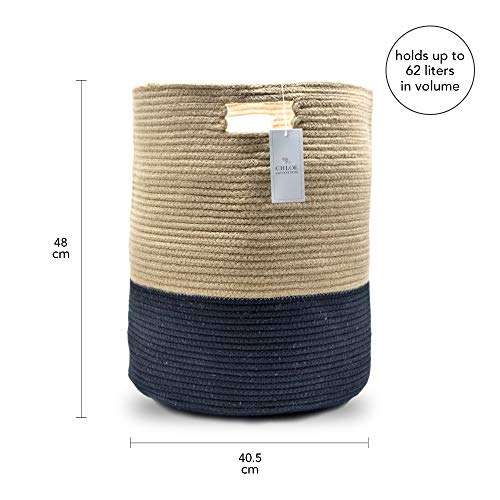 Woven Rope Storage Basket | 19" Tall Jute Basket for Blankets, Kids Toys, & Baby Nursery Clothes | Designed by Chloe and Cotton