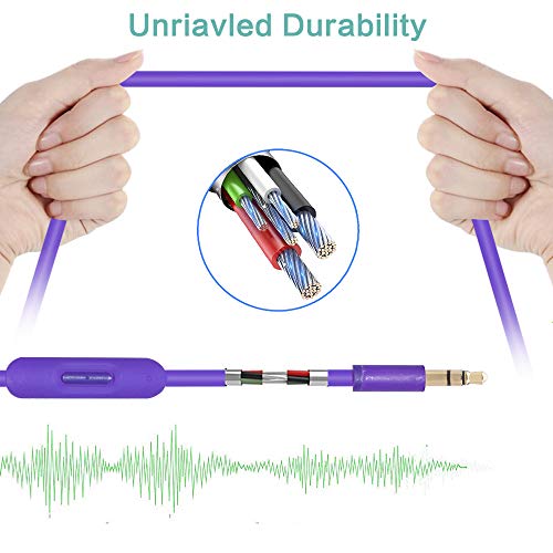 Saipomor Solo Replacement Audio Cable with in-line Microphone and Control Compatible with Beats by Dr.Dre Headphones Solo Studio Pro Detox Wireless Mixr Executive Pill (Purple)