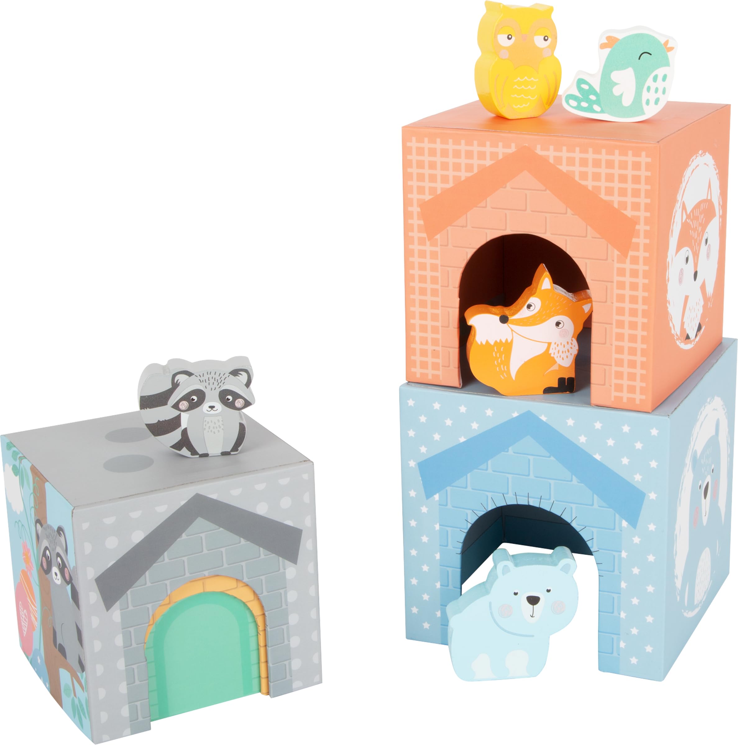 Pastel Animals Stacking Tower by Small Foot – Nesting and Stacking Cups – Building Blocks Develop Fine Motor Skills – Classic 10 Piece Educational Game for Toddlers – Ages 12+ Months