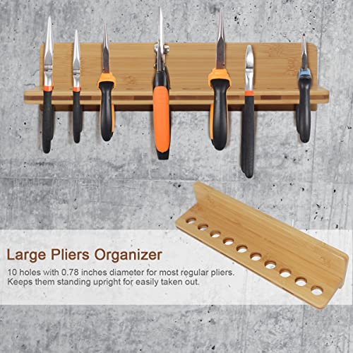 Wokyy Screwdriver Rack Wall Mount, Wood Pliers Holder, Hammer Rack, Wooden Tool Storage Organizer for Garage Workshop - 3 Pack