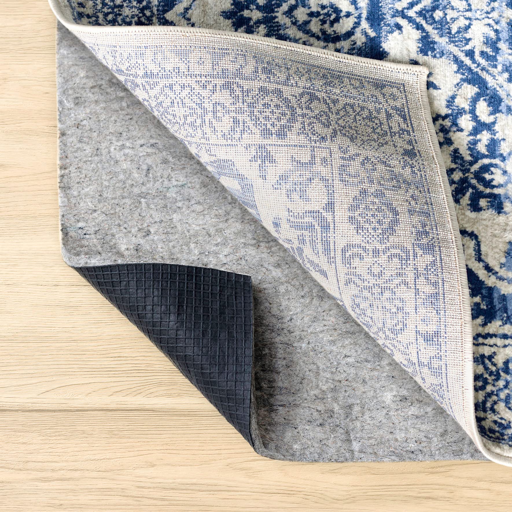 RUGPADUSA - Dual Surface - 8'x10' - 3/8" Thick - Felt + Rubber - Enhanced Non-Slip Rug Pad - Adds Comfort and Protection - for Hard Surface Floors