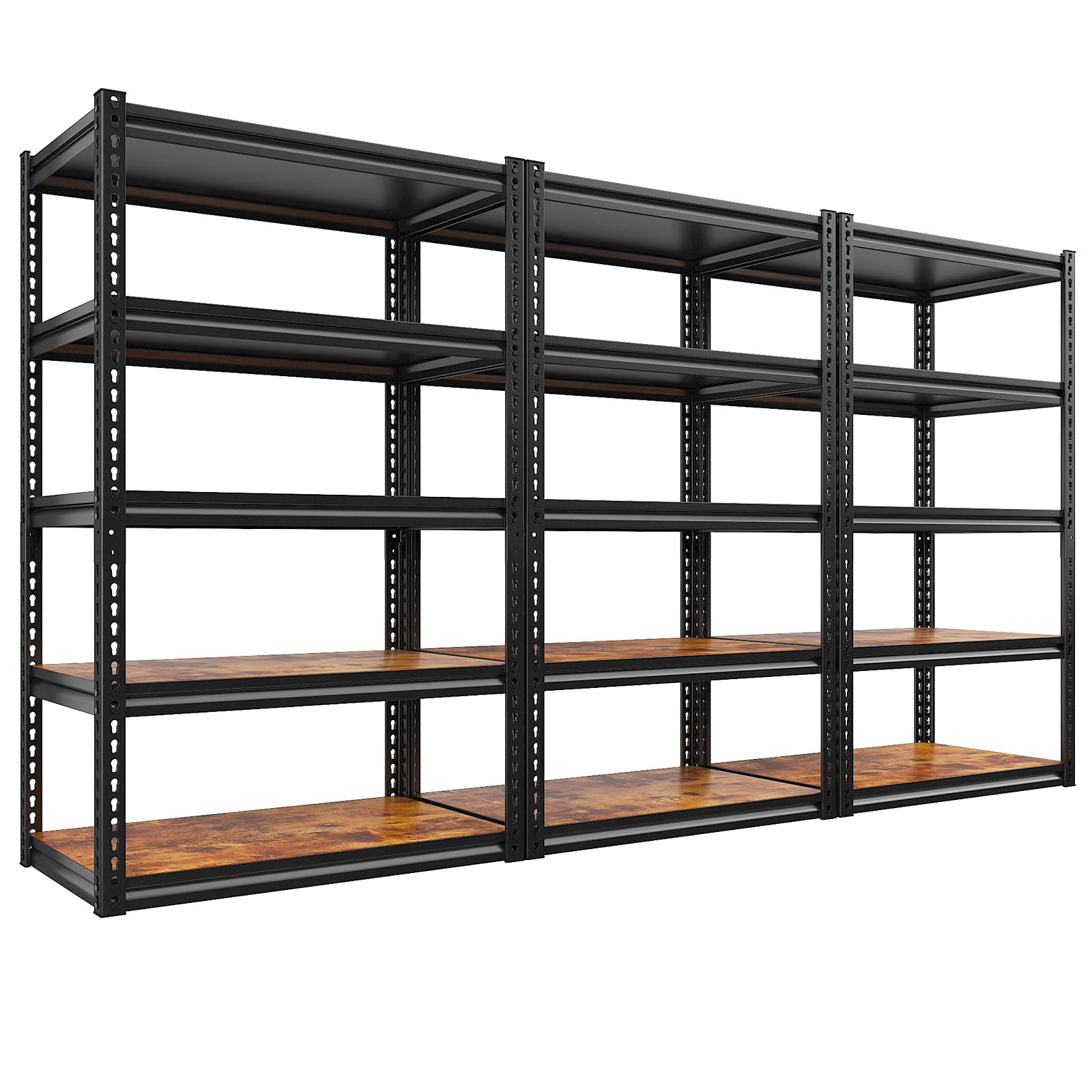 REIBII Garage Shelving Load 2500LBS Wide Storage Shelves Adjustable Sturdy Heavy Duty Shelving Deep Metal Shelves for Storage Tall Metal Shelf, Organize for Pantry Kitchen 3 Pack