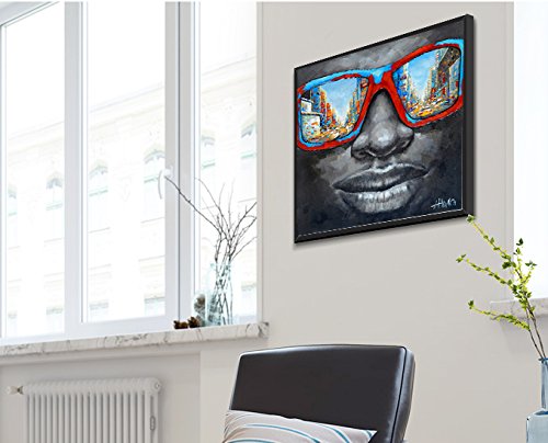 Modern Black Art African American Canvas Wall Art Pop Star Canvas Painting (24 x 24 inch, A Framed)