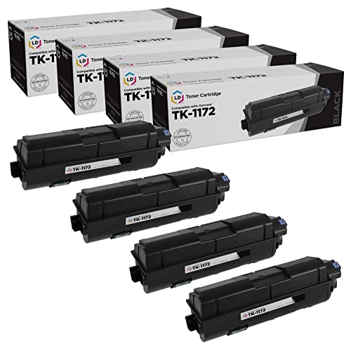 LD Compatible Toner Cartridge Replacement for Kyocera TK-1172 (4 Pack - Black) Compatible with Kyocera M2040dn, M2540d, M2540dw and M2640idw