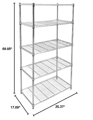 YSSOA 5-Tier Heavy Duty Storage Shelving Unit ,Chrome,35L x 18W x 70H inch