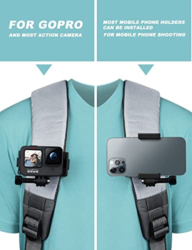 Professional GoPro Mount for Backpack Strap,Adjustable Camera Shoulder Mount Compatible with GoPro Hero 9 8 7 6 5 4 Black, Session, Insta 360 One R, DJI Osmo Action and Most Action Camera