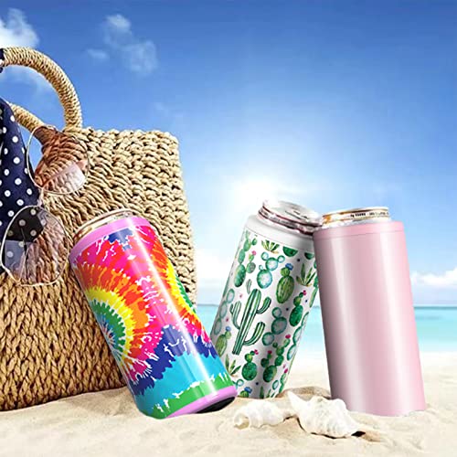 TILUCK Skinny Can Cooler for Slim Beer & Hard Seltzer, Stainless Steel, Doucle-Walled Stainless Steel Insulated Slim Cans, Standard 12 oz (Cactus)