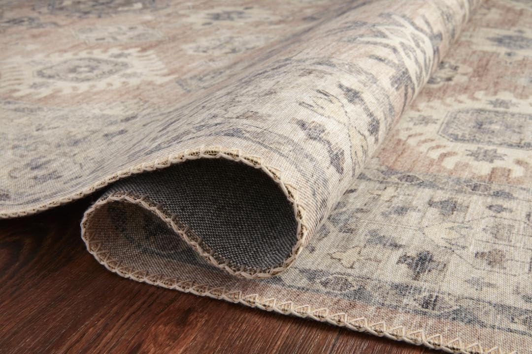 Loloi II Hathaway Collection HTH-03 Java/Multi 2'-0" x 5'-0", .25" Thick, Accent Rug, Soft, Durable, Printed, Modern, Low Pile, Non-Shedding, Easy Clean, Living Room Rug