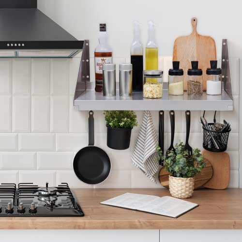 SWOTCATER Stainless Steel Shelf 12"x24" 240LB, Commercial Wall Mounted Floating Shelving for Home Kitchen, Restaurant