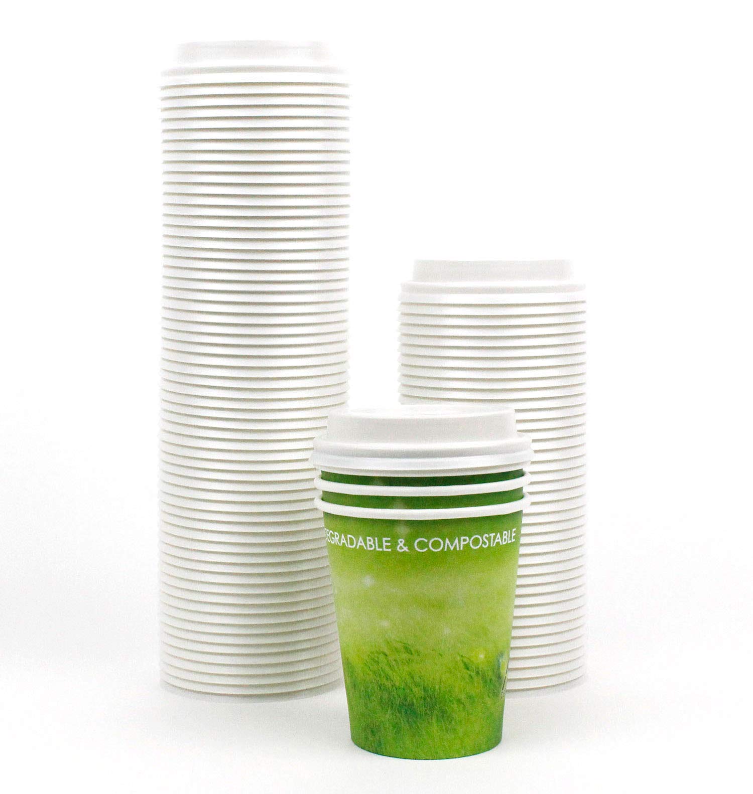 Yes!Fresh PS Polystyrene Flat Lid for 8 oz Paper Hot Cup, Diameter 80mm. (100 Count,White Lid)