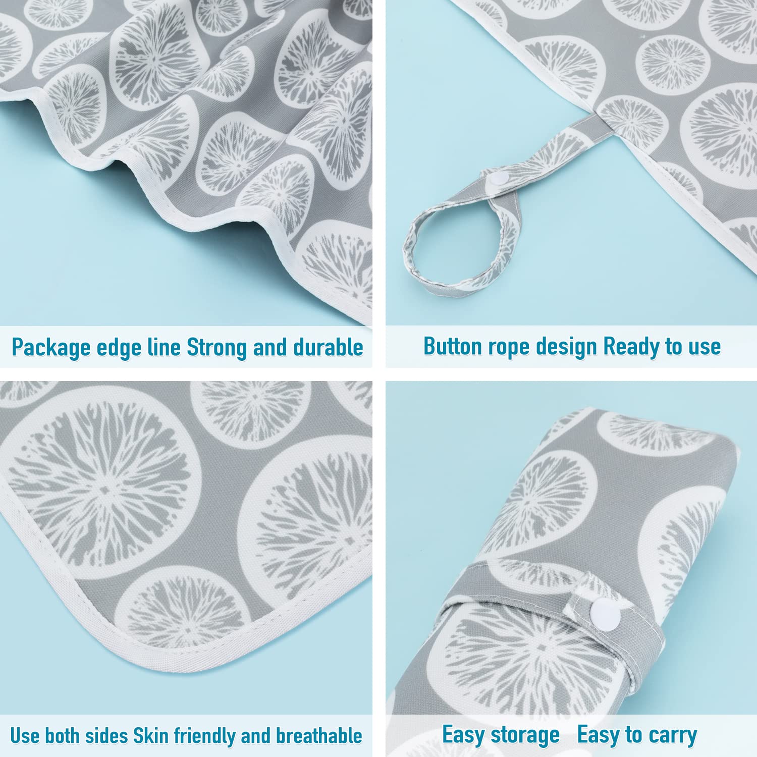 TDIAPERS Baby Changing Pad, Portable Baby Changing Pad Waterproof Reusable, Travel Changing Mat for Newborn Baby(Grey Lemon)